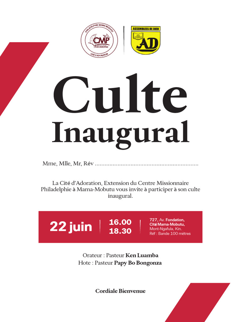 Culte inaugural à Cité Mama-Mobutu | PDF