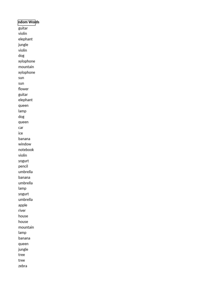 Random Words List for Creative Use | PDF
