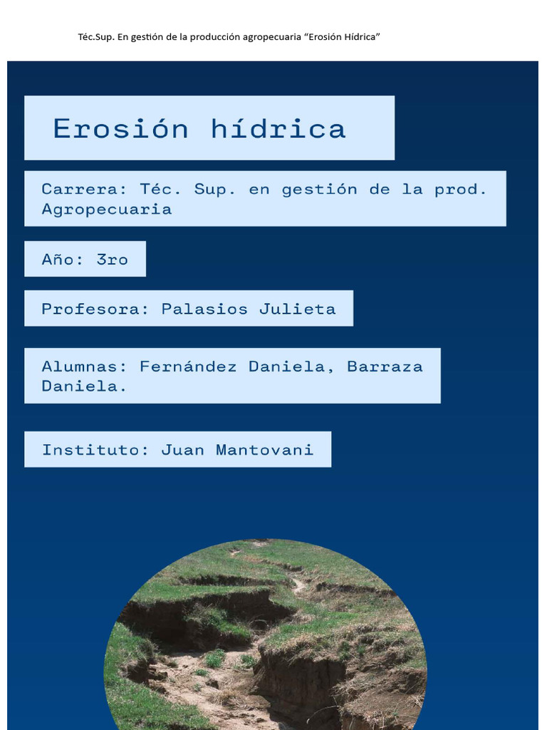 Erocion Hídrica | PDF | Erosión | Suelo