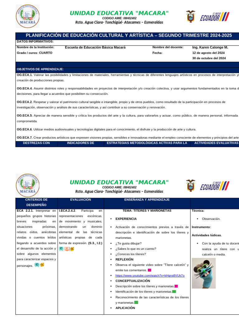 4to - Eca - 2do Trimestre | PDF | Aprendizaje | Enseñando