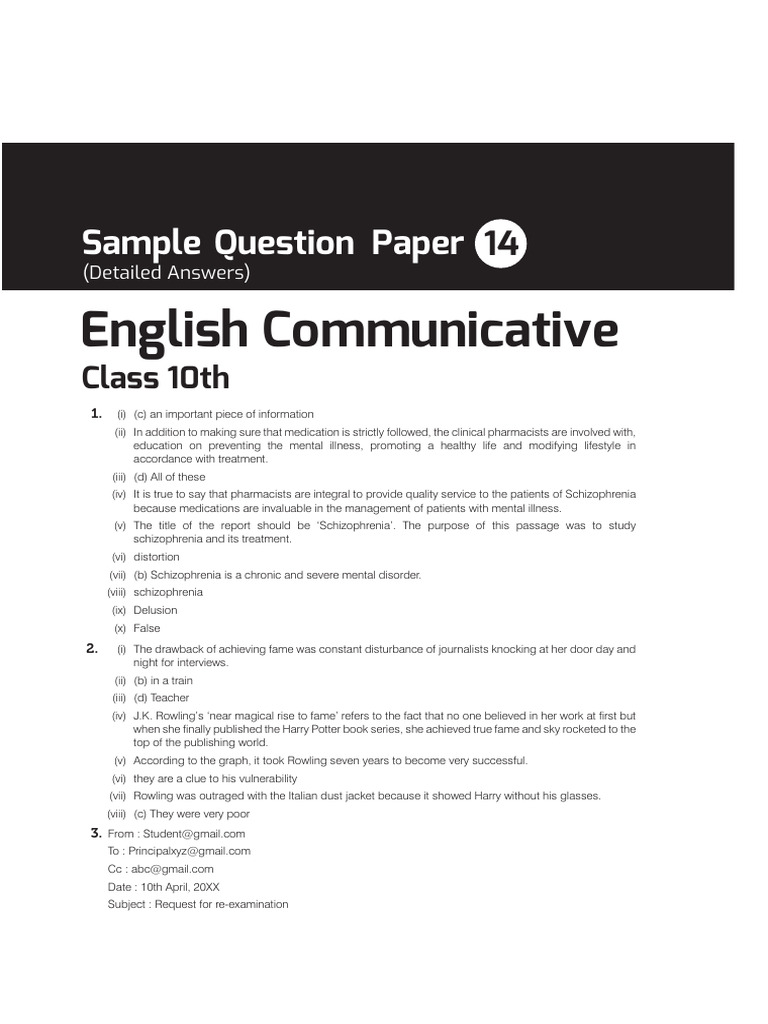 2023 Cbse Sample Paper 14 Communicative English Class 10 Pdf Soil