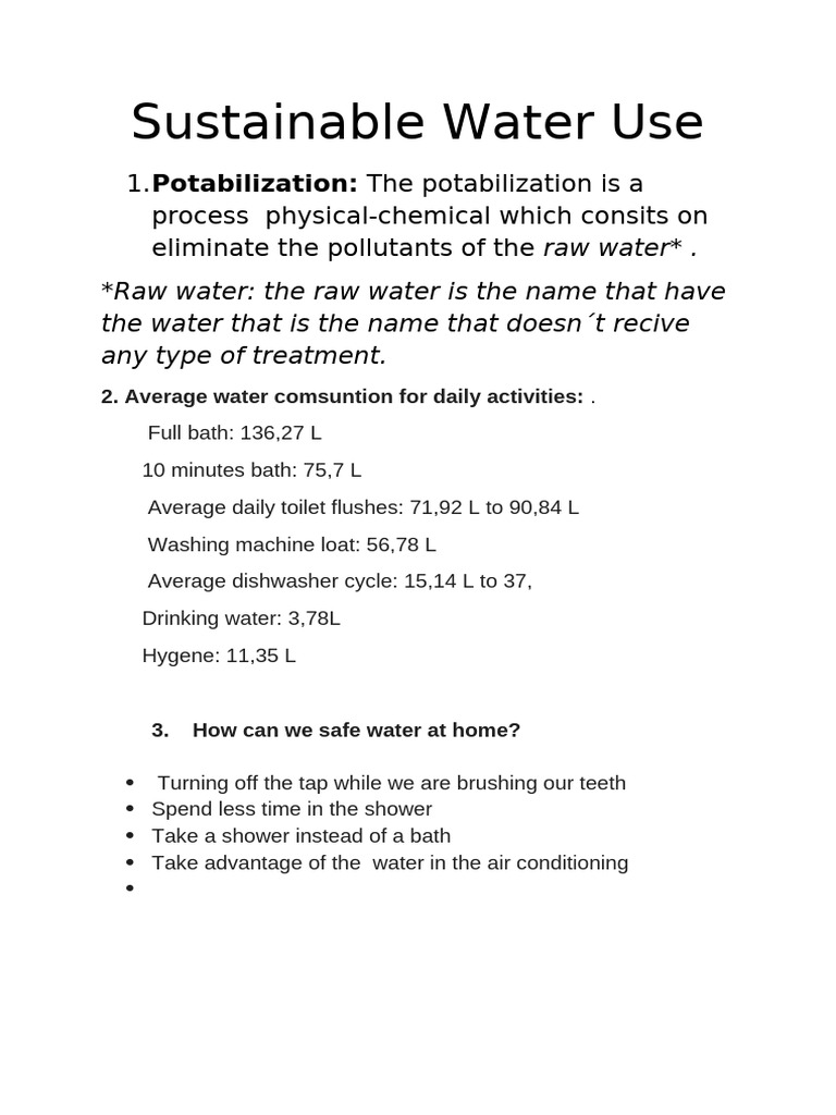 Sustainable Water Use | PDF