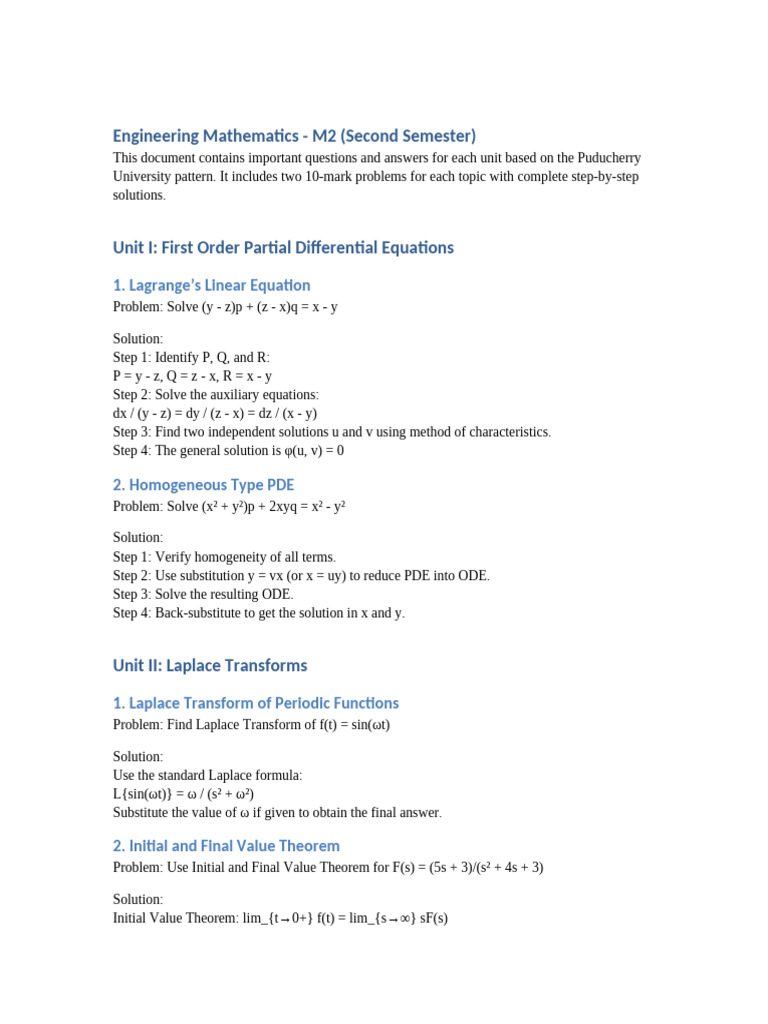 Engineering Maths M2 Normal Style | PDF | Partial Differential Equation | Mathematical Objects