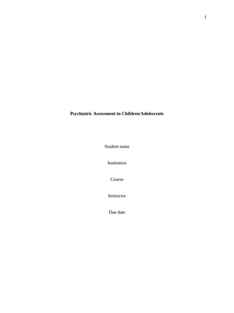 Order 9482615 Comprehensive Integrated Psychiatric Assessment | PDF ...