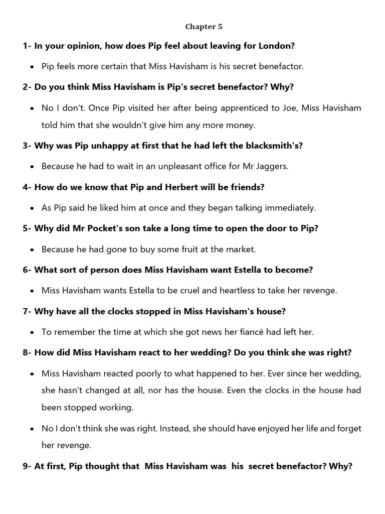 Ch5 - CH 6 Model Answer | PDF | Great Expectations | Estella (Great ...