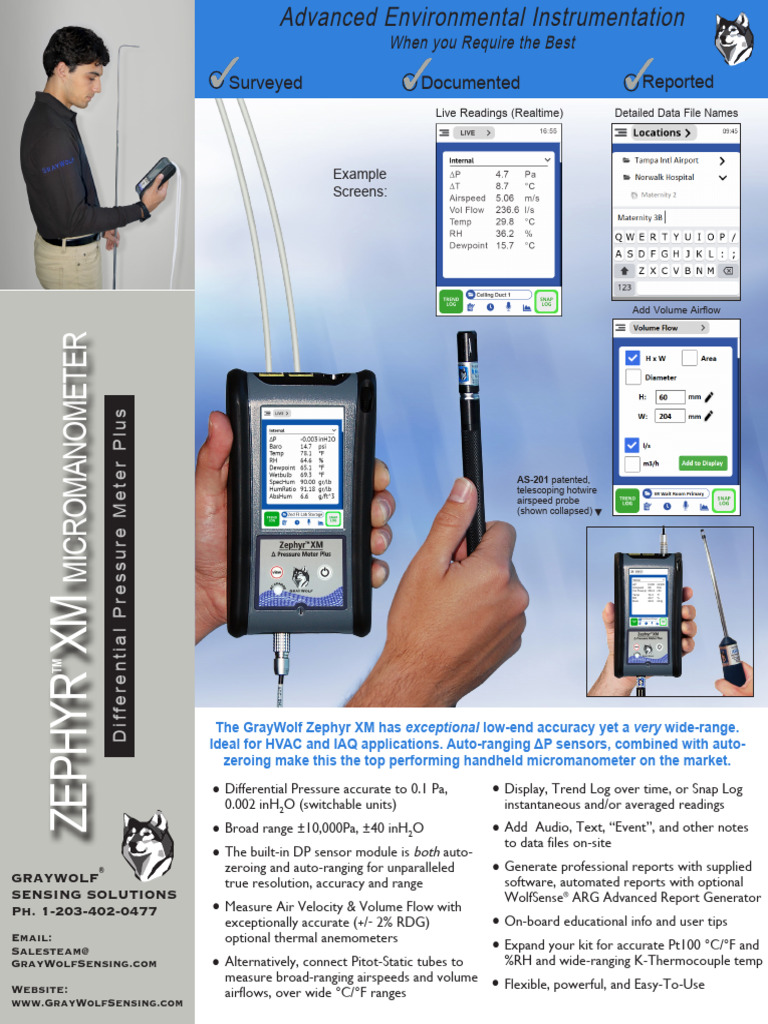 GrayWolf ZephyrXM Micromanometer Brochure | PDF | Pressure Measurement ...