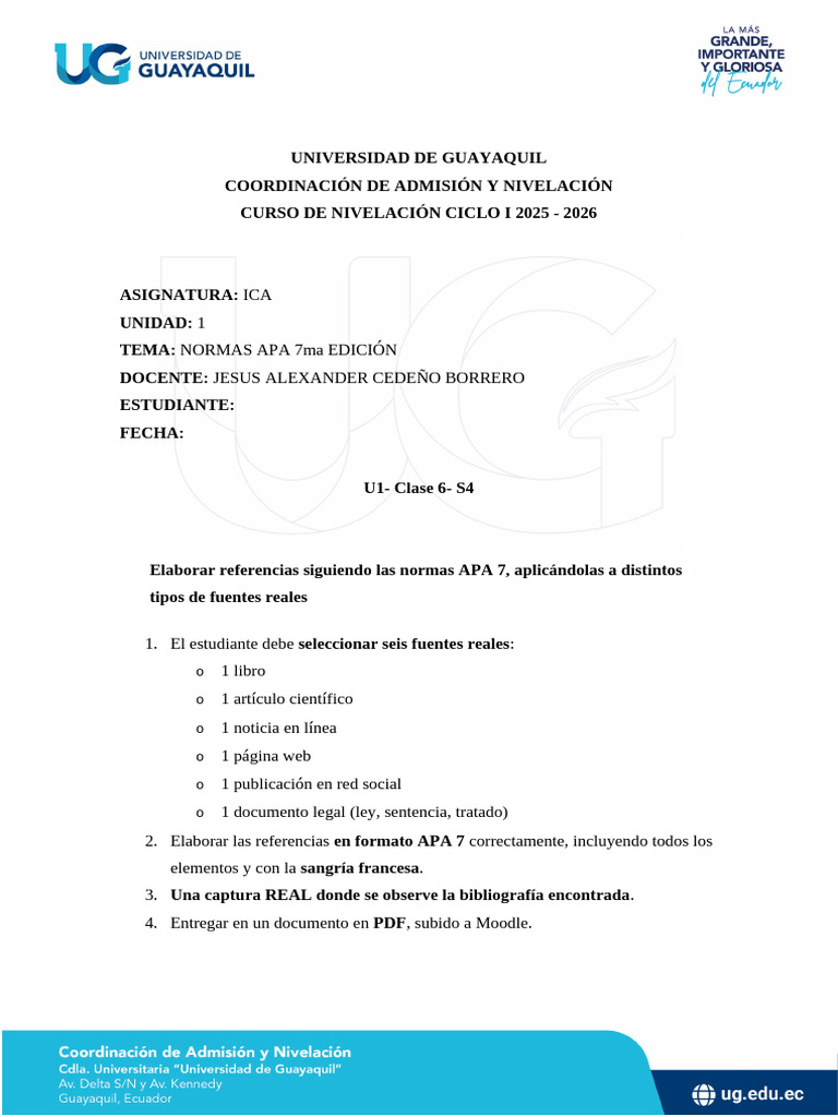 U1-Tarea 1-S4 Clase 6 Estudiante | PDF