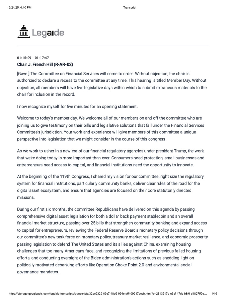 2025-06-24 - House Financial Services Committee Member Day | PDF ...