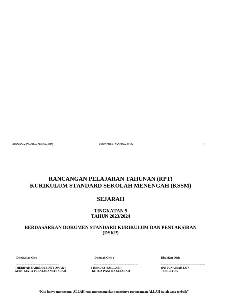 RPT Sej T5 2023 | PDF