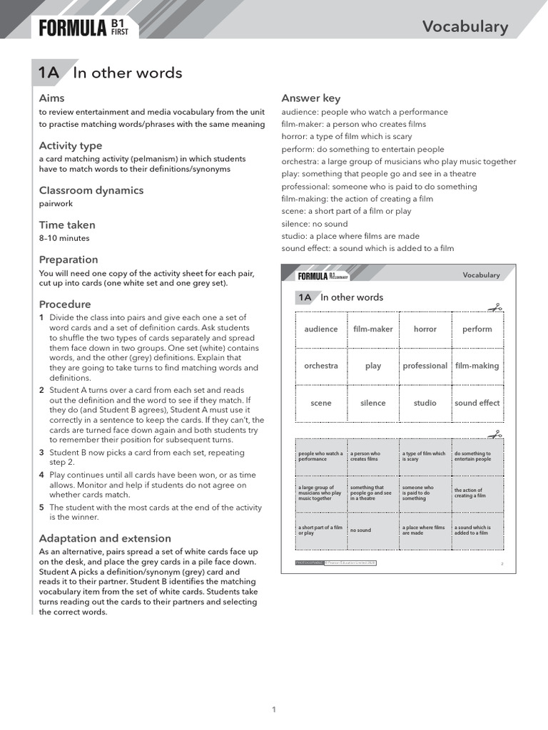 FORM B1 Photocopiables TNs | PDF | Classroom | Grammar