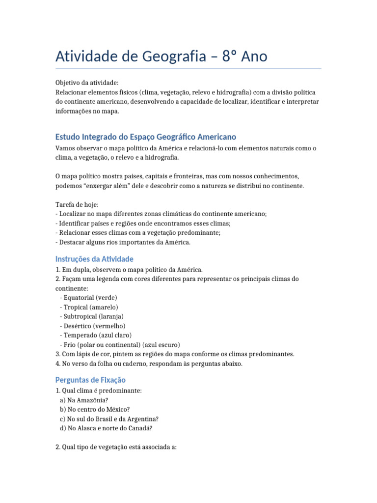 Geografia Americana: Climas e Vegetação | PDF