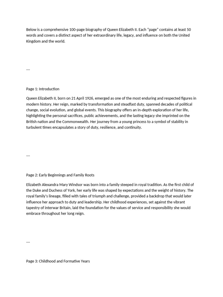 Biography of Queen Elizabeth WPS Office | PDF | Coronation | Elizabeth Ii