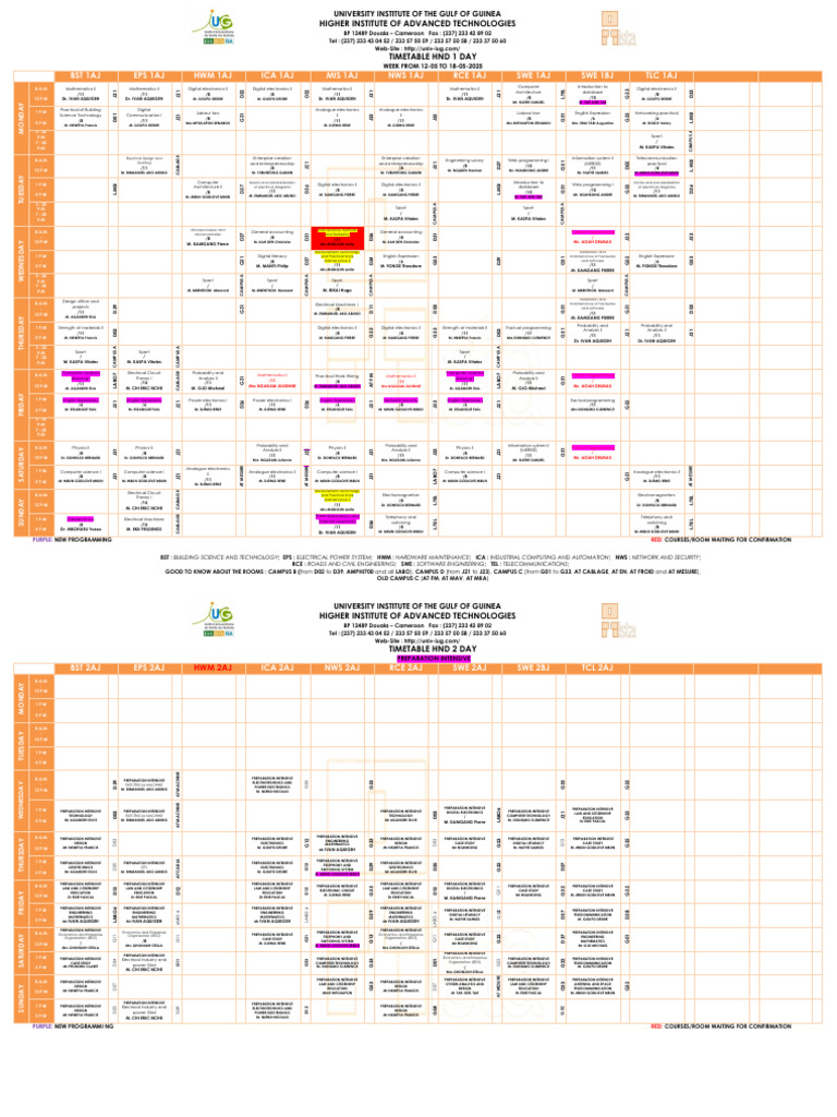 Timetable Day HND From 12 To 18-05-2025 | PDF | Electricity | Physical Sciences