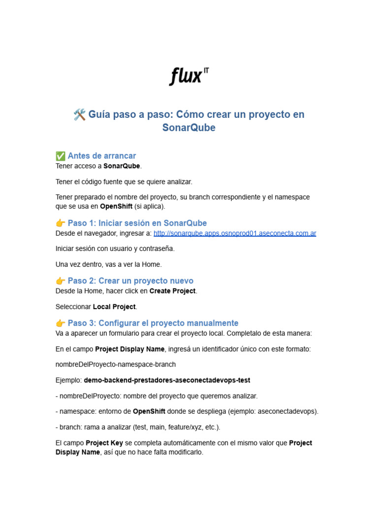Guía Proyecto SonarQube Medifé. | PDF