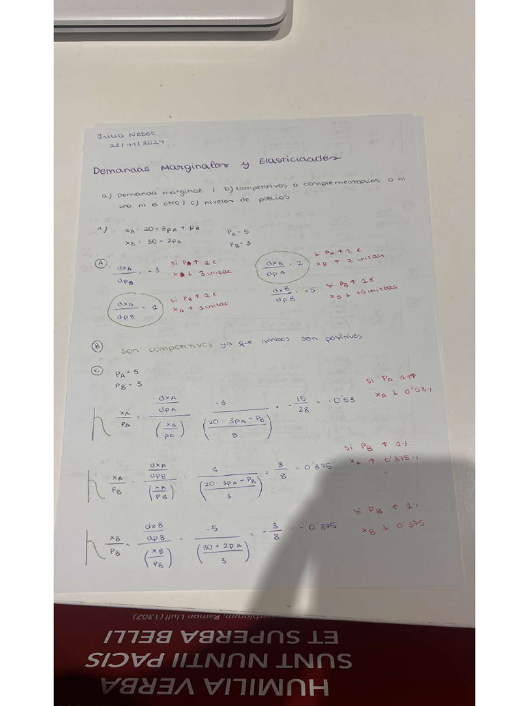 Mates Dem. Marginales y Elasticidad | PDF