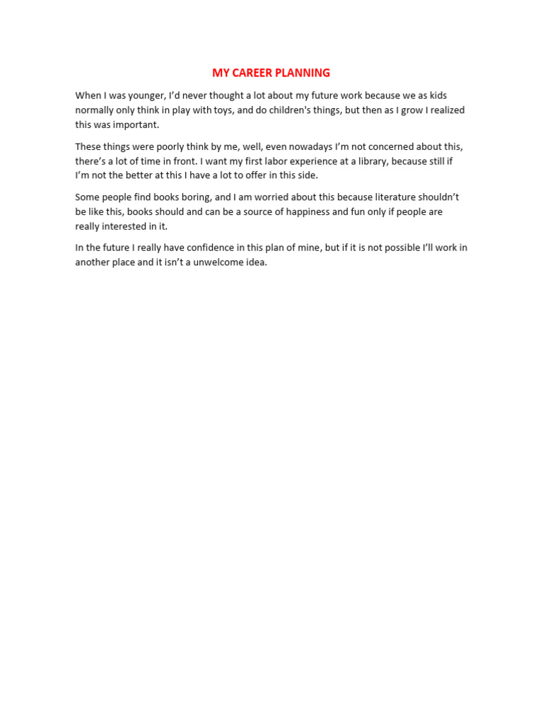 My Career Planning | PDF