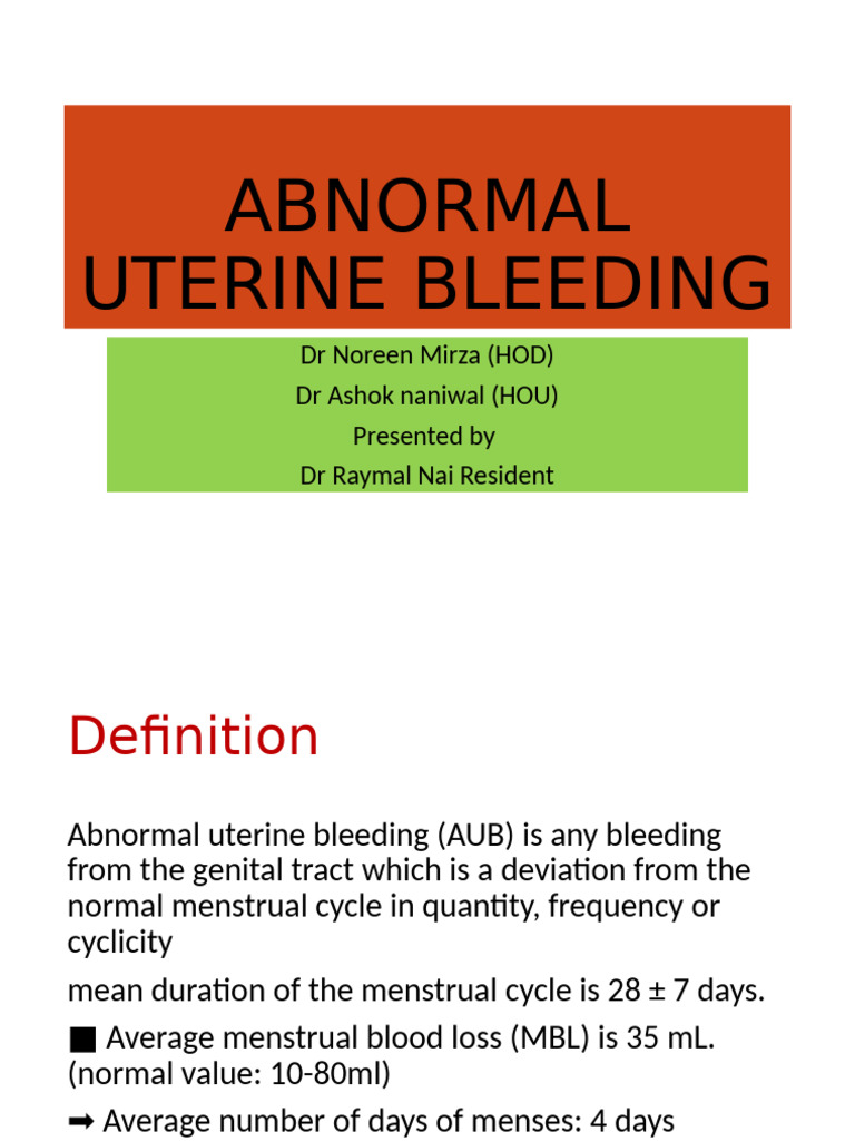 Understanding Abnormal Uterine Bleeding | PDF | Menopause | Menstruation