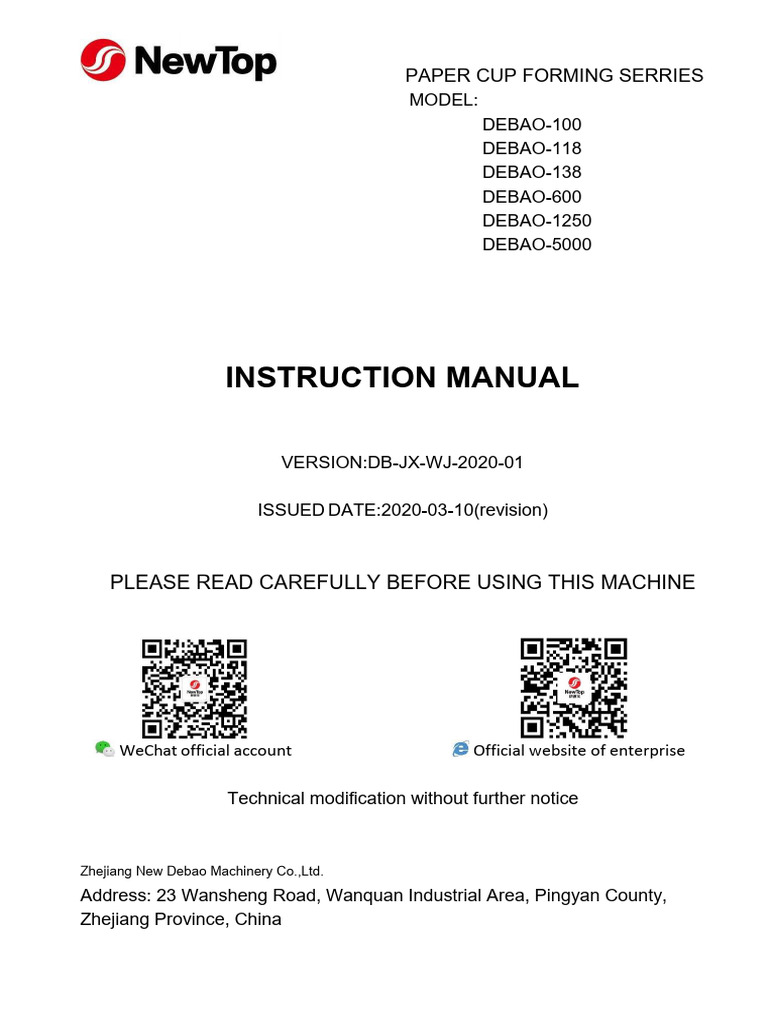Paper Cup Forming Machine Manual | PDF | Gear | Belt (Mechanical)