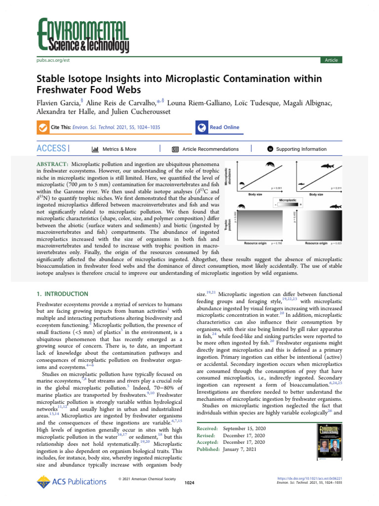 Table Isotope Insights Into Microplastic Contamination Within Freshwater Food Webs | PDF | Food ...
