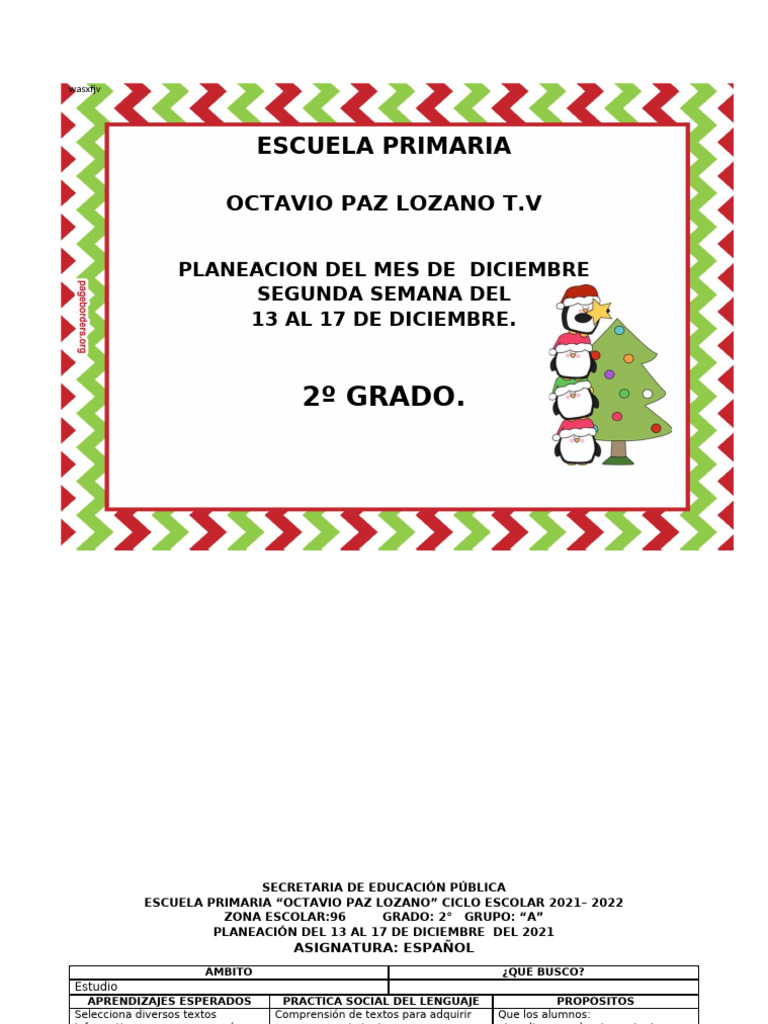 2da Semana Diciembre Jat | PDF | Educación primaria | Escuelas