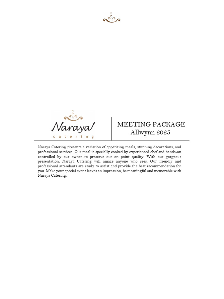 Naraya Catering Meeting Packages | PDF | Lunch | Meal