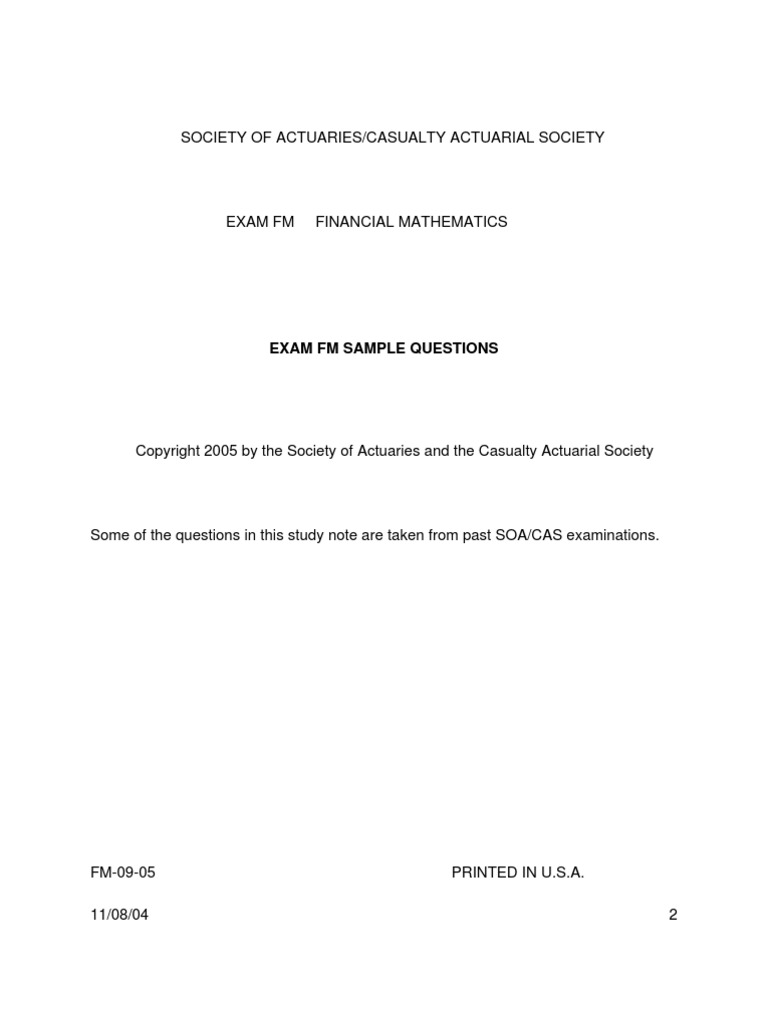 Exam FM Questions | PDF | Bonds (Finance) | Present Value