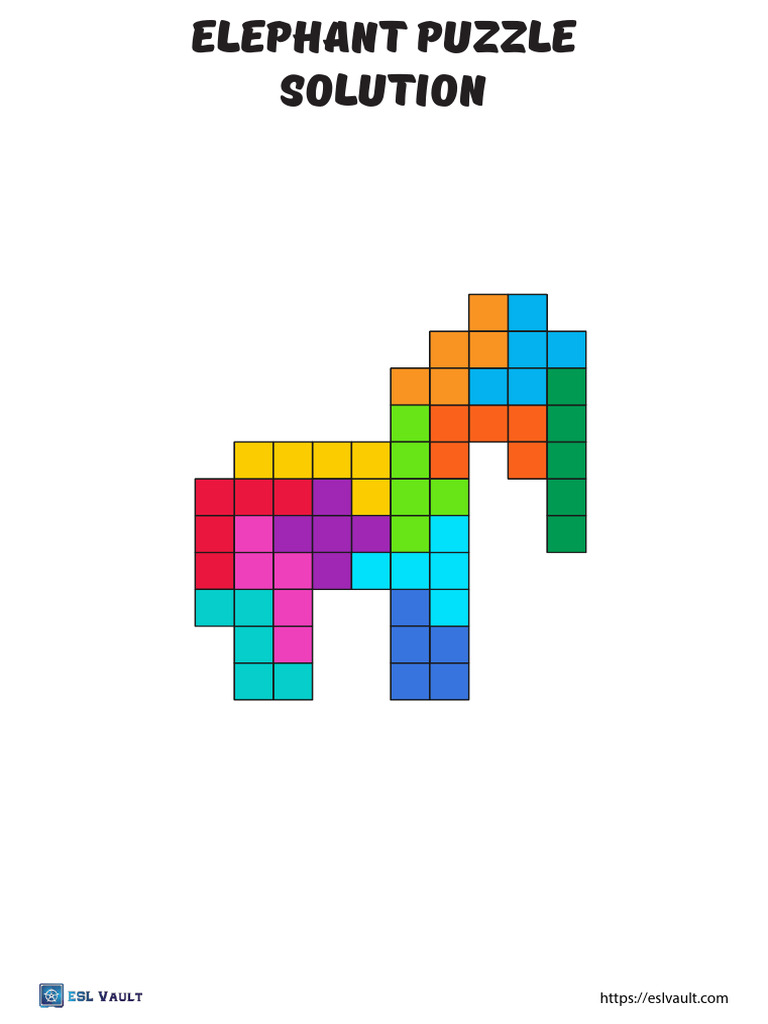Free Printable Tetris Puzzle Elephant Solution 3 | PDF