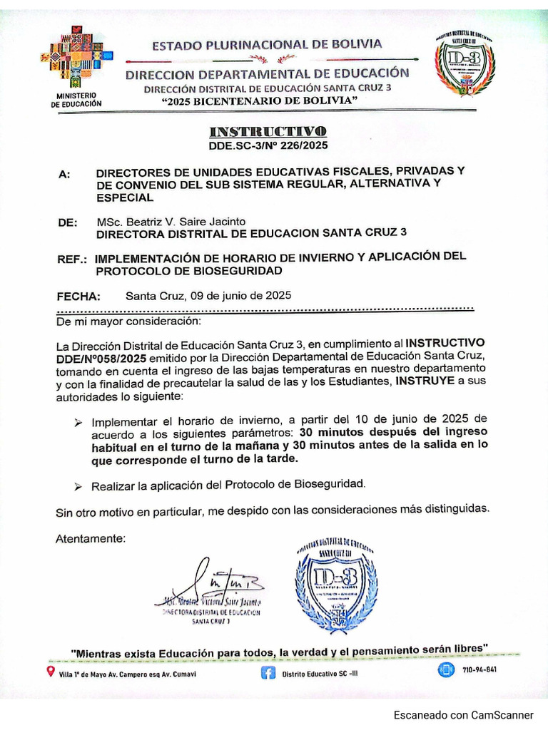 Instructivo Dde - SC-3 N°226.2025 Implementación de Horario de Invierno y Aplicación Del ...