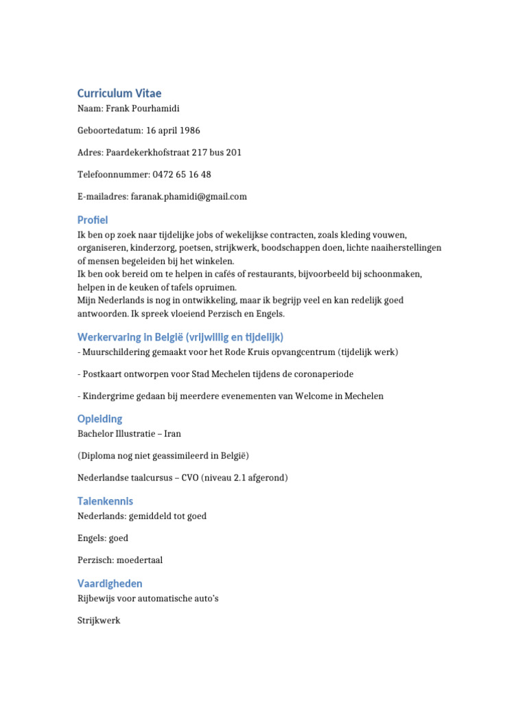 CV Frank Pourhamidi | PDF