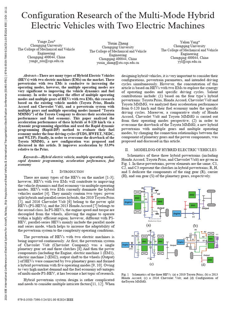 Configuration Research of The Multi-Mode Hybrid Electric Vehicles With ...