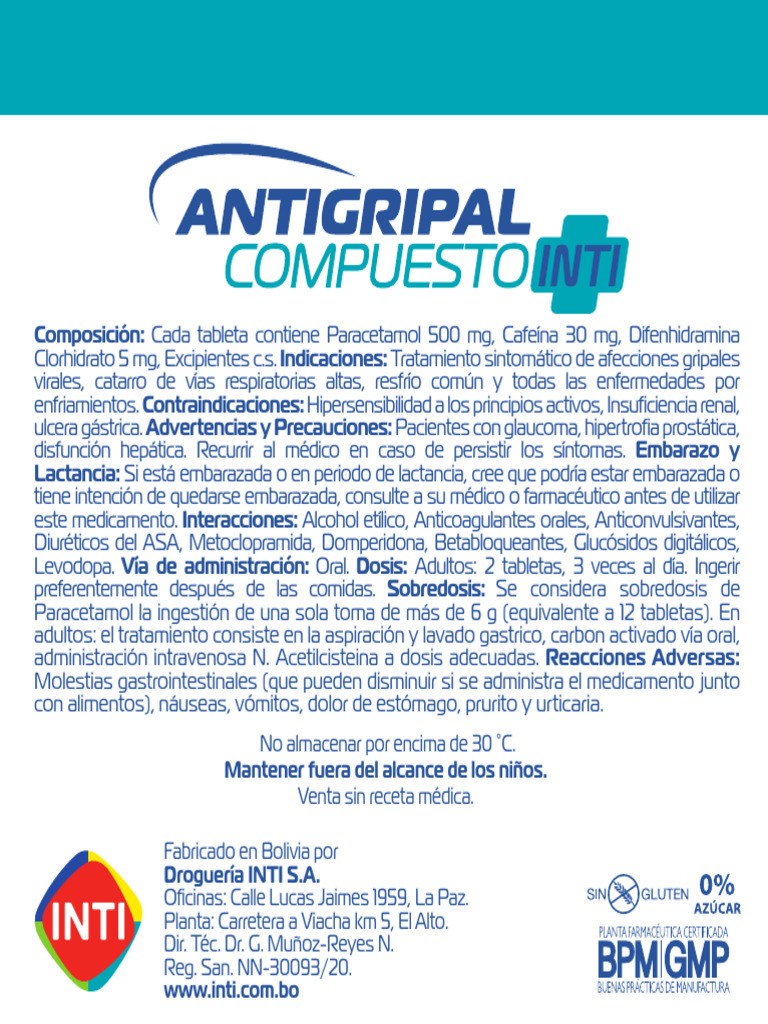 Geniol 500mg: Antigripal y Precauciones | PDF
