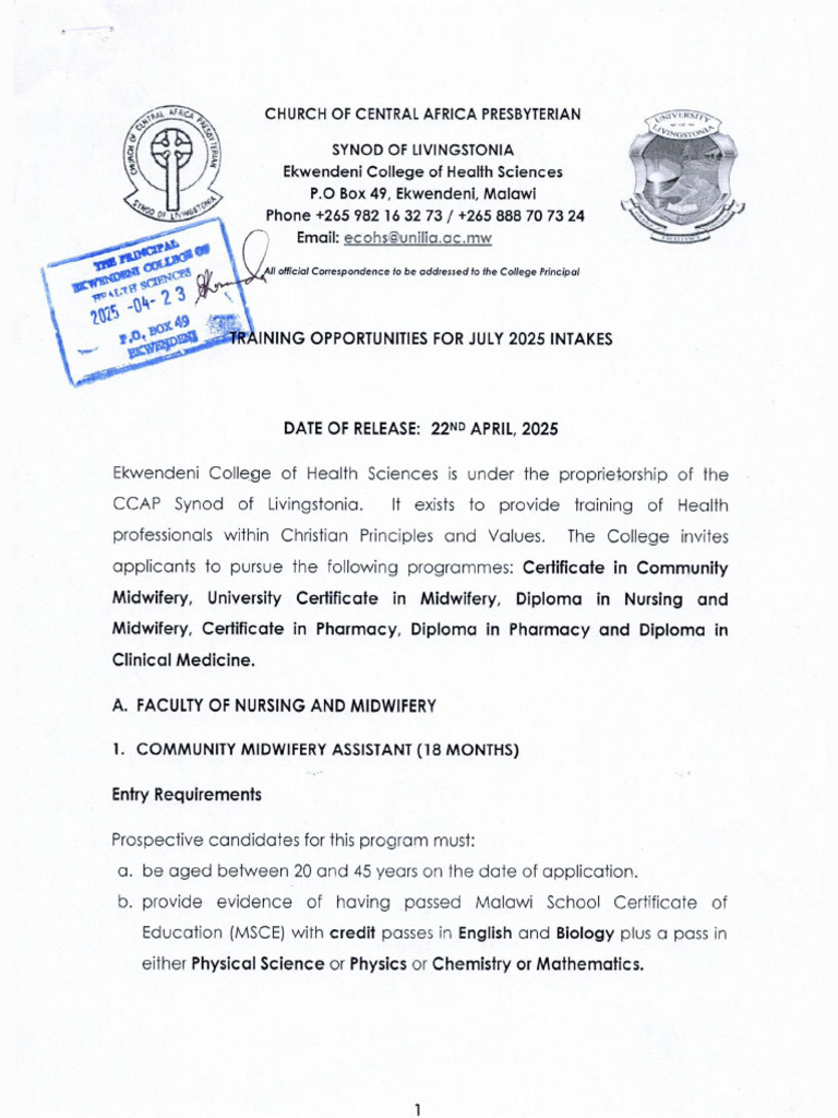 Training Oppportunites For July 2025 Intakes - 0001 | PDF