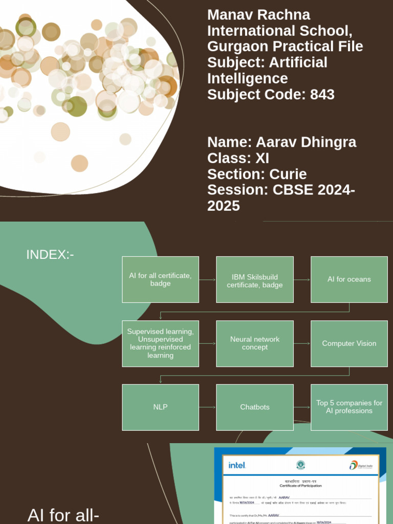 Manav Rachna International School, Gurgaon Practical File AI | PDF | Artificial Intelligence ...