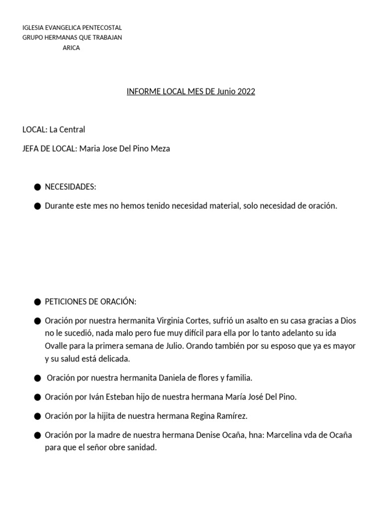 Formulario Informe | PDF | Oración | Espiritualidad