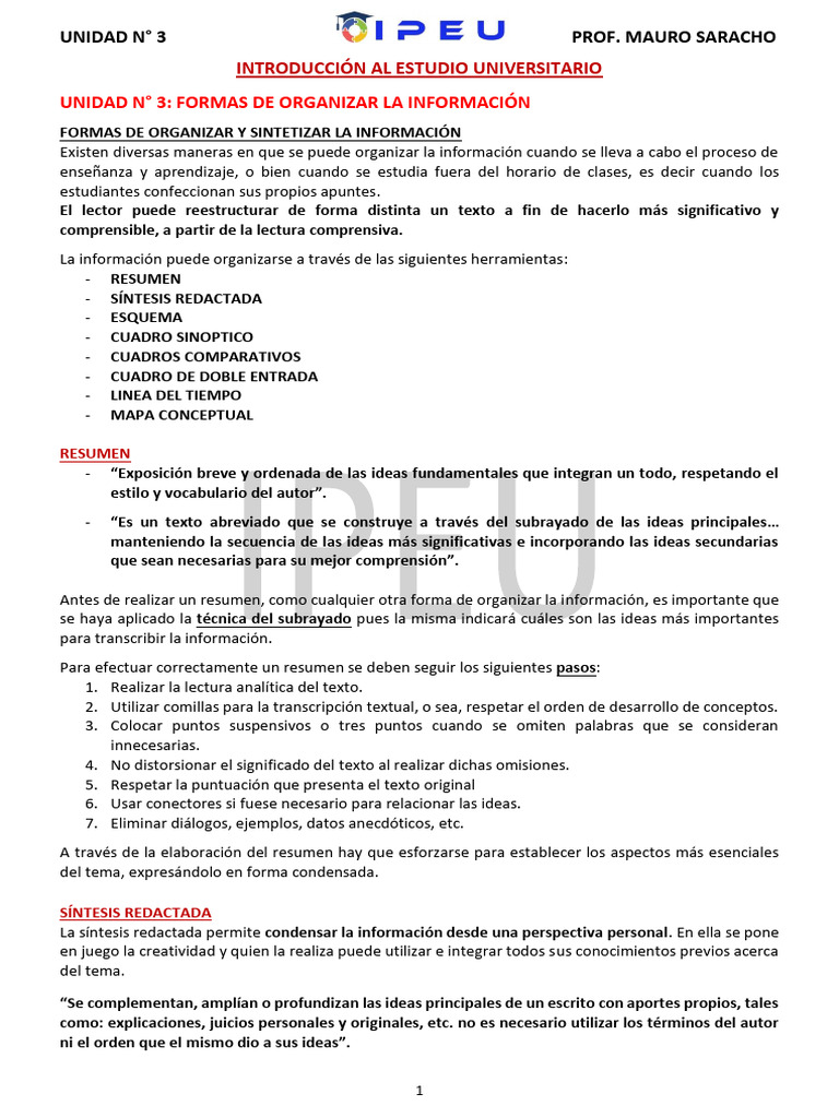 00b - Apunte Unidad 3 - Formas de Organizar La Información | PDF ...