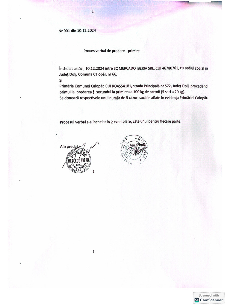 Proces Verbal Predare Primire | PDF