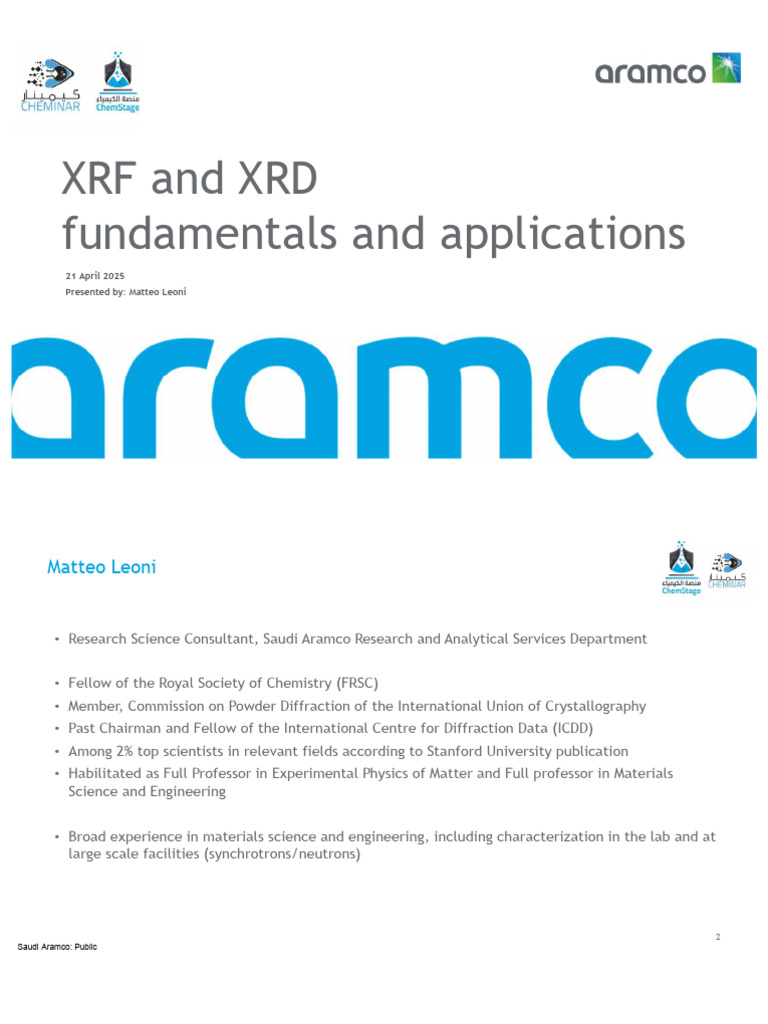 ChemStage Cheminar XRD XRF 1 | PDF | X Ray | Diffraction
