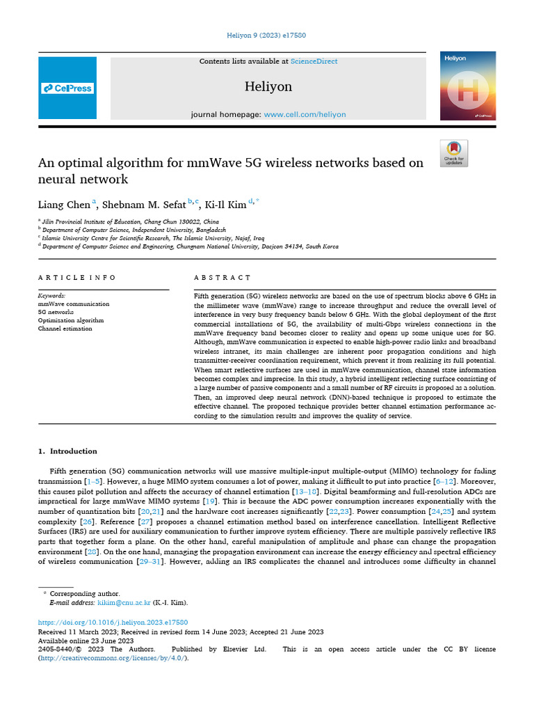 An Optimal Algorithm For MmWave 5G Wireless Networks Based On | PDF | Eigenvalues And ...