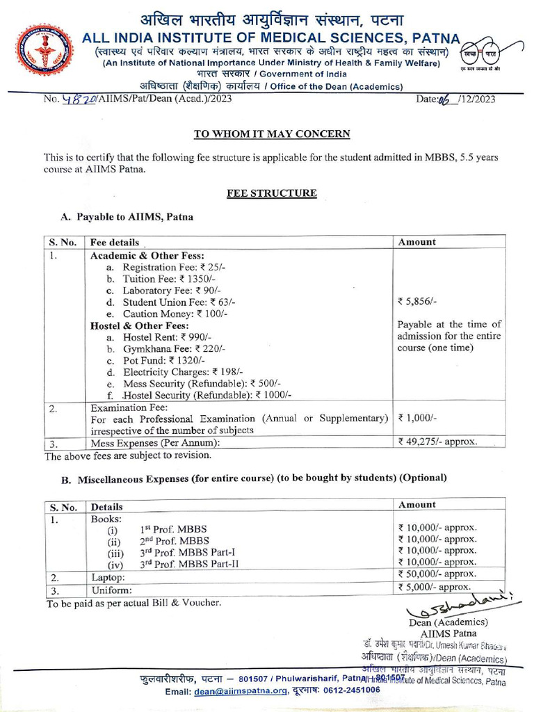 MBBS Fee Structure - Compressed | PDF