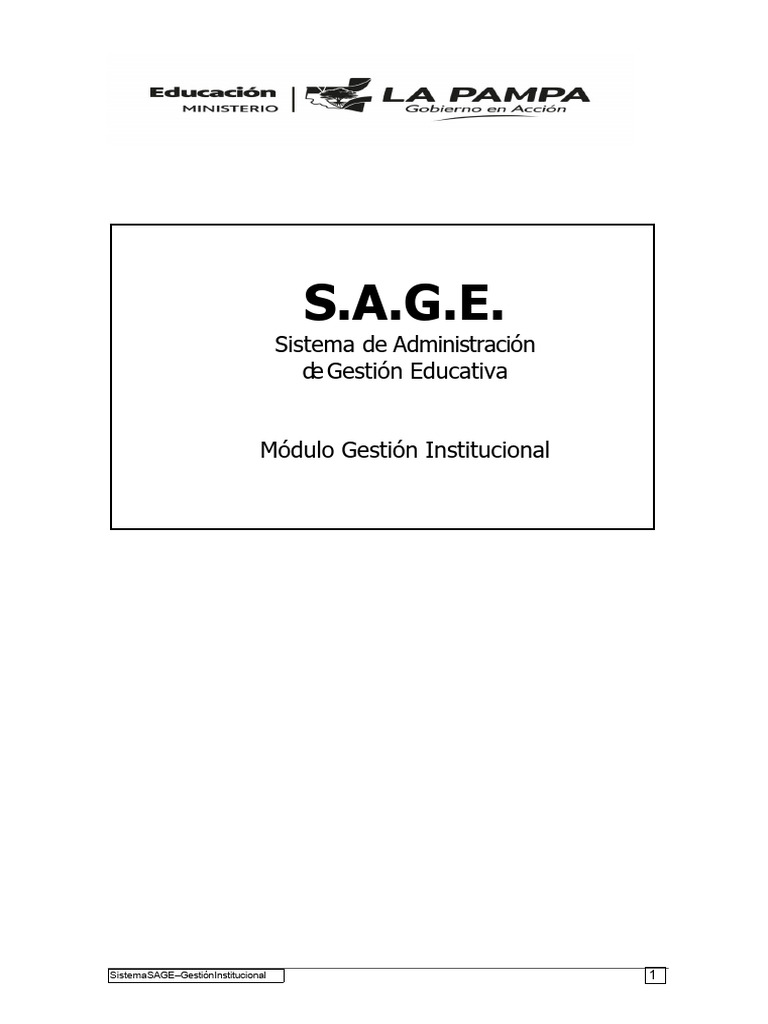 Módulo SAGE: Gestión Institucional La Pampa | PDF