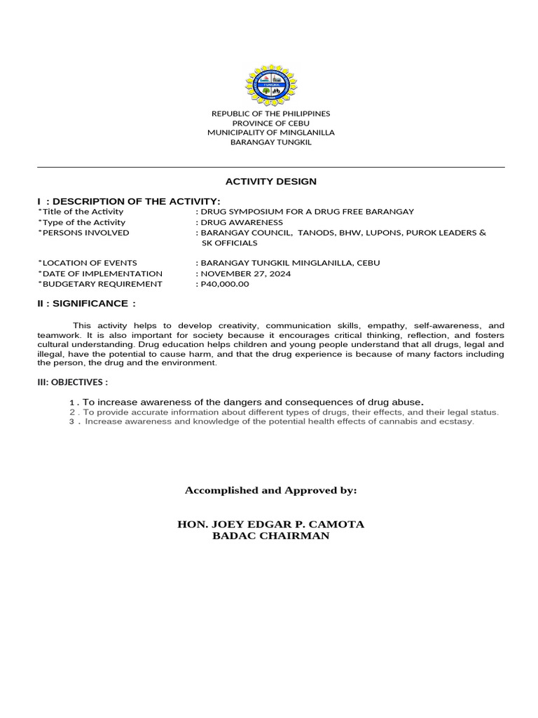 Activity Design Drug Symposium | PDF