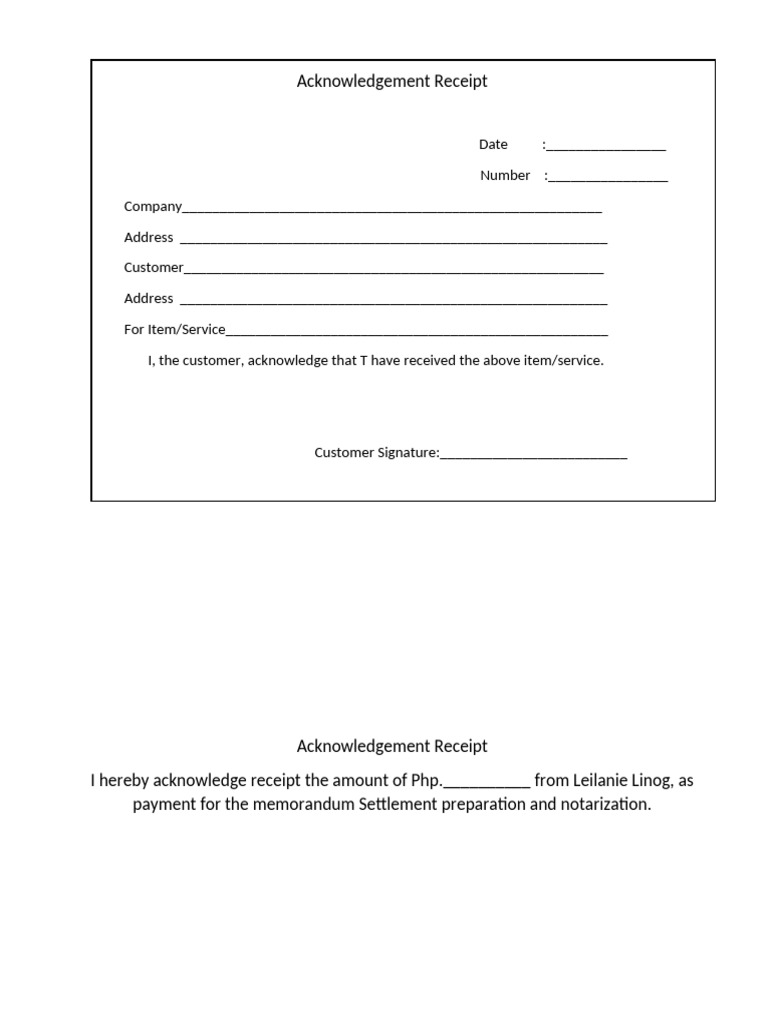 Acknowledgement Receipt Lechon | PDF | Receipt | Business Documents