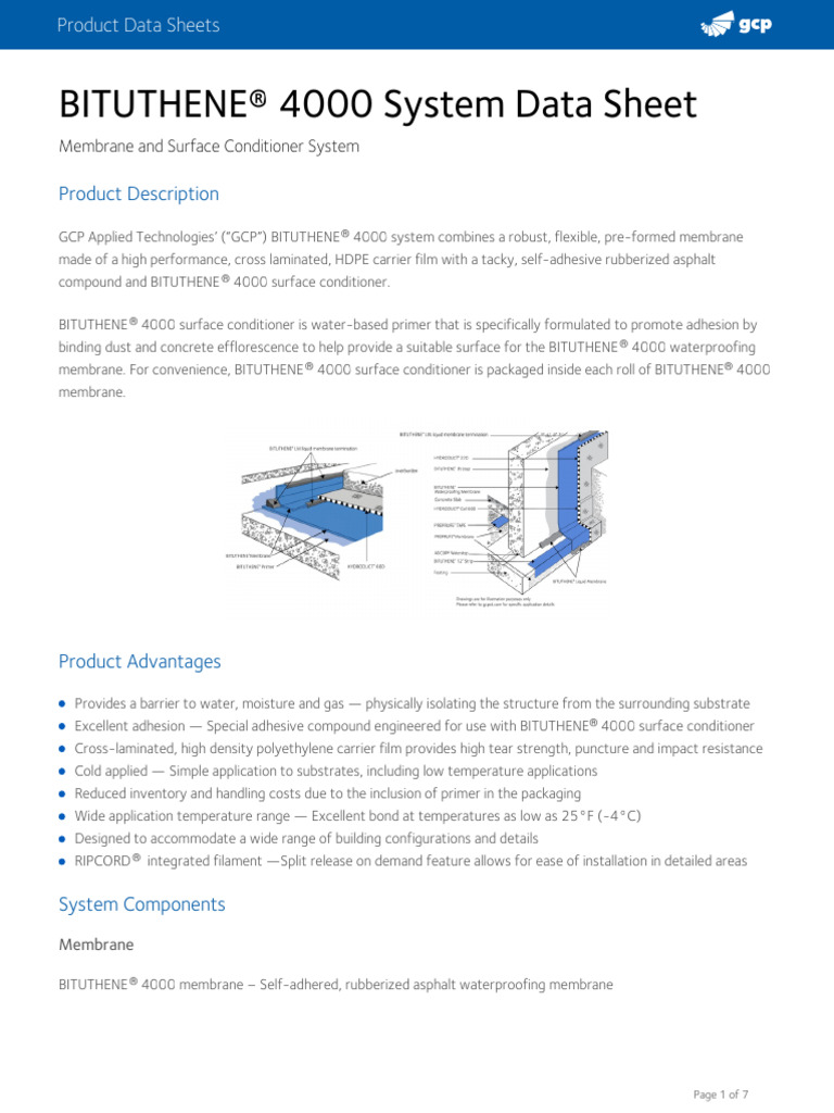 Bituthene 4000 System Overview | PDF | Concrete | Adhesive