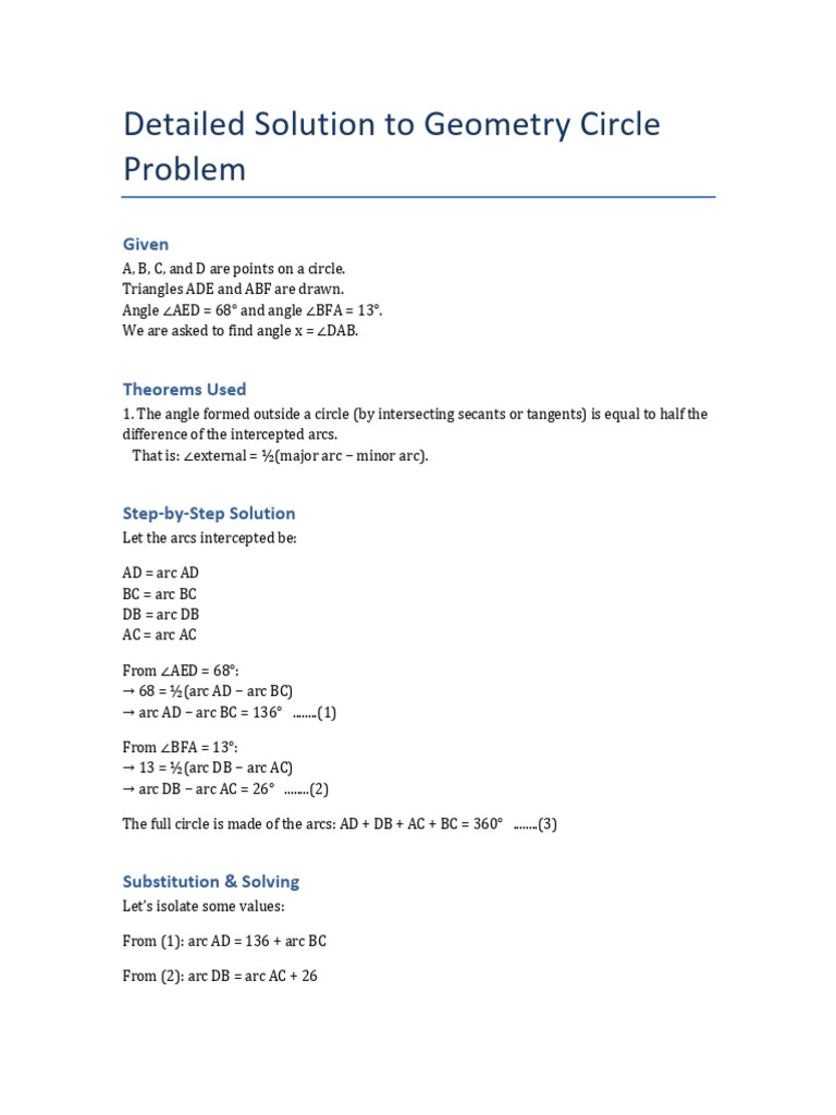 Full Circle Arc Problem Solution | PDF