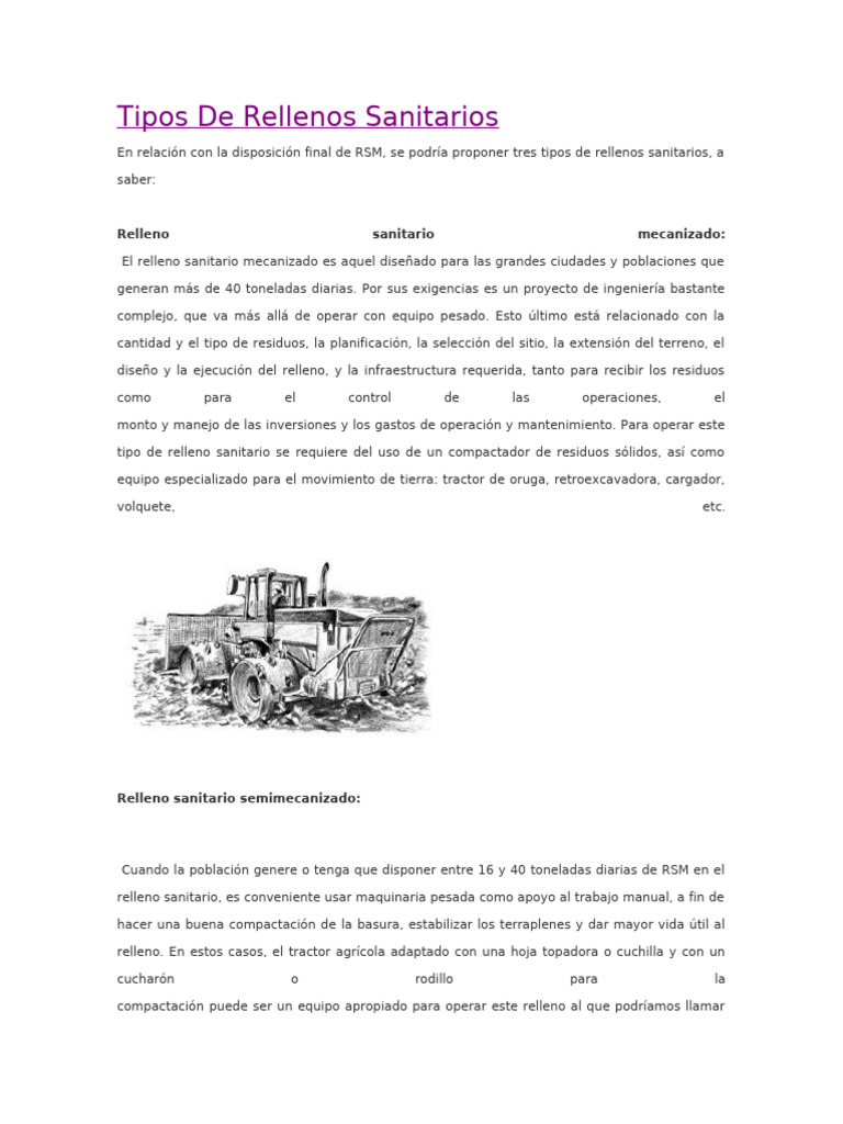Tipos de Rellenos Sanitarios | PDF | Compost | Vertedero