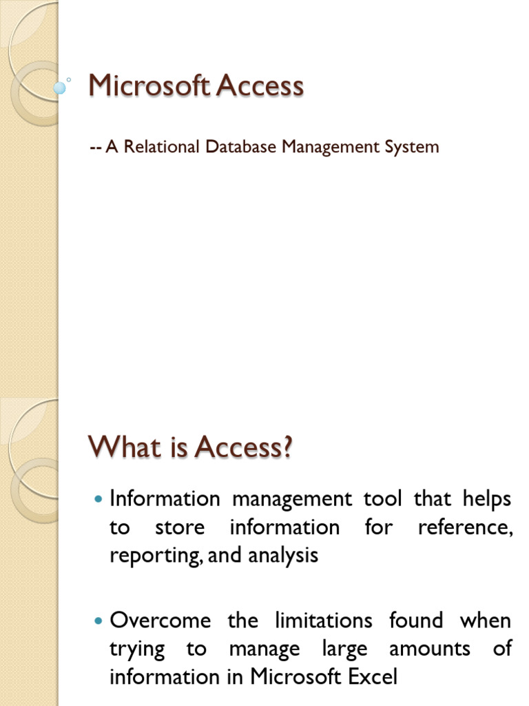 Lecture 6.1 - Microsoft Access | PDF | Microsoft Access | Databases