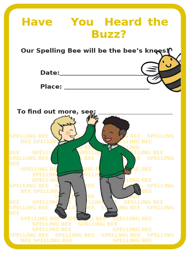 Spelling Bee Display Poster Editable | PDF