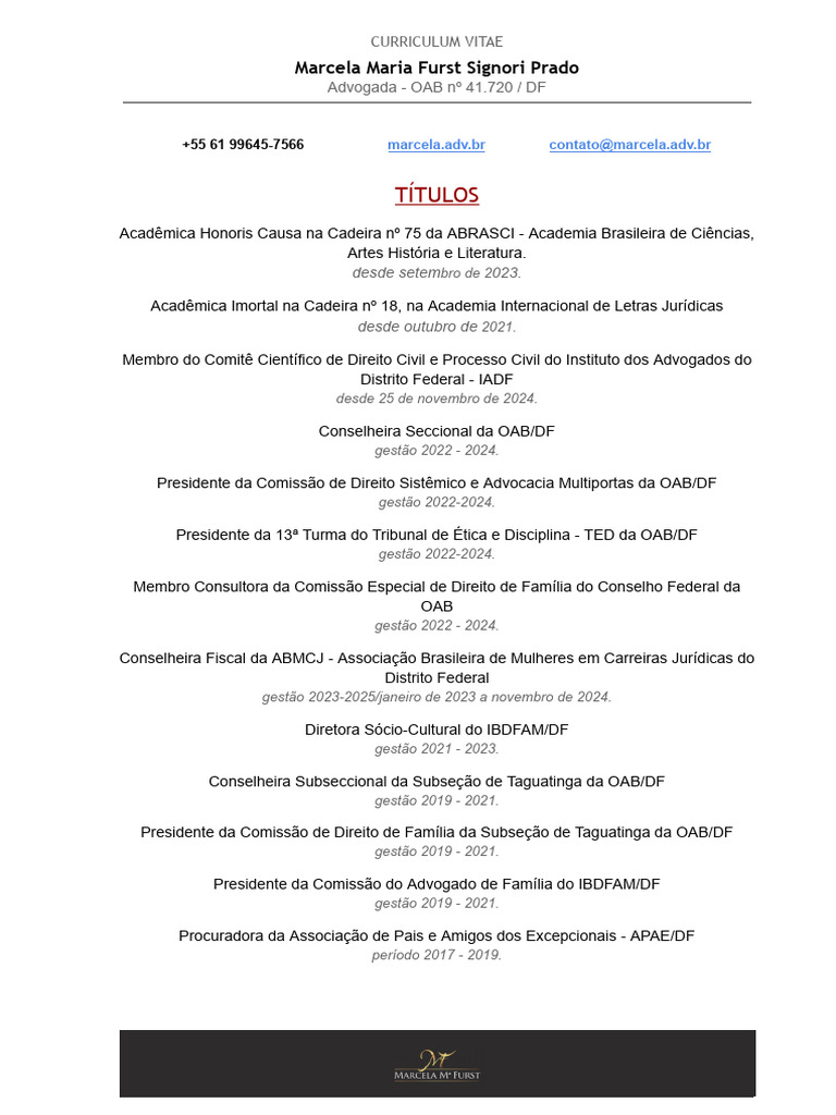 Currículo de Marcela Furst | PDF | Advogado | Justiça
