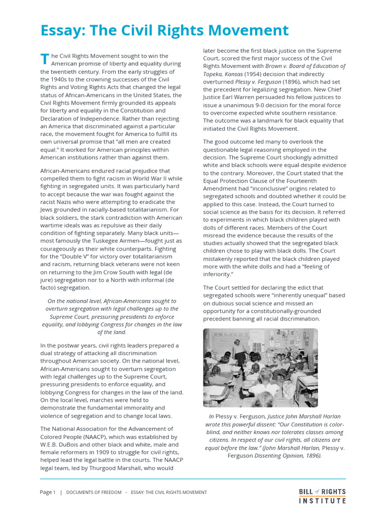 Essay The Civil Rights Movement | PDF | Human Rights | The United States
