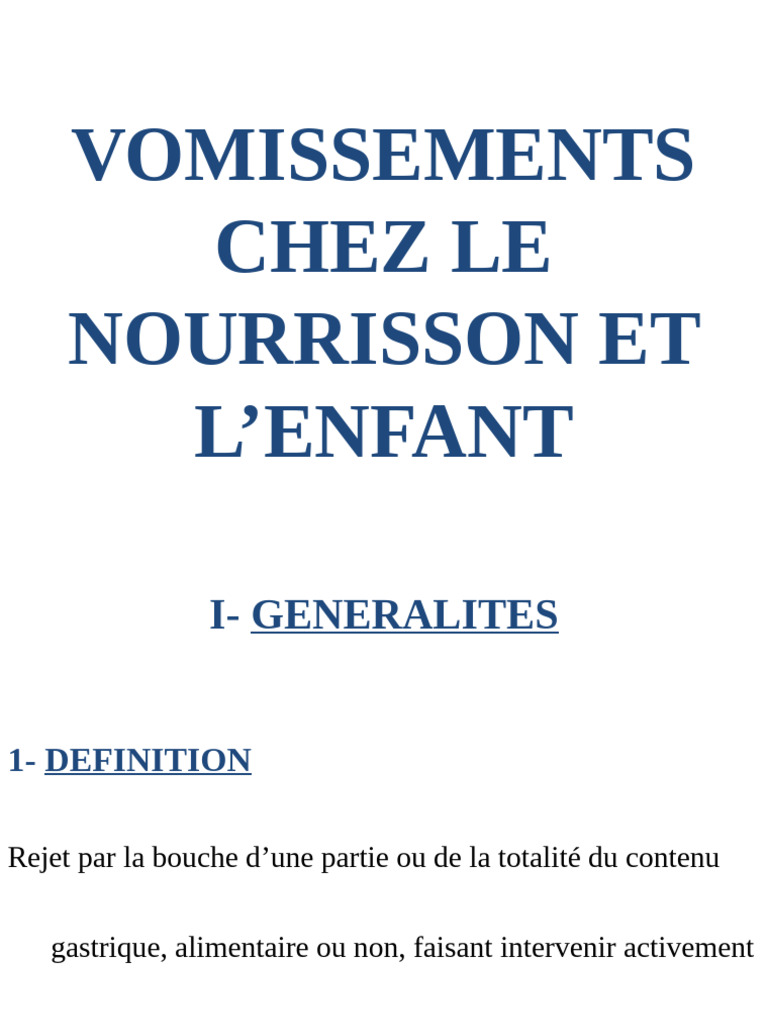 Vomissements bilieux chez l'enfant | PDF | Fièvre | Vomissement